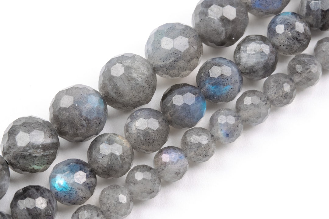 Gray Labradorite Beads Genuine Natural Grade AA Gemstone Micro Faceted ...
