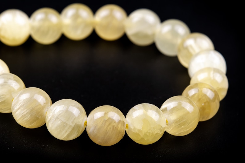 Honey Yellow Selenite Beads Genuine Natural Grade AAA Gemstone Round ...