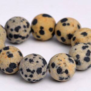 Matte Black & Beige Dalmatian Jasper Beads Grade A Genuine Natural ...