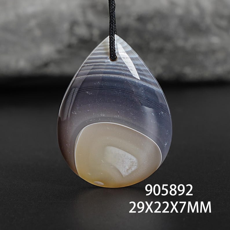 Multicolor Banded Agate Teardrop Pendant - Grade AA Natural One of a ...