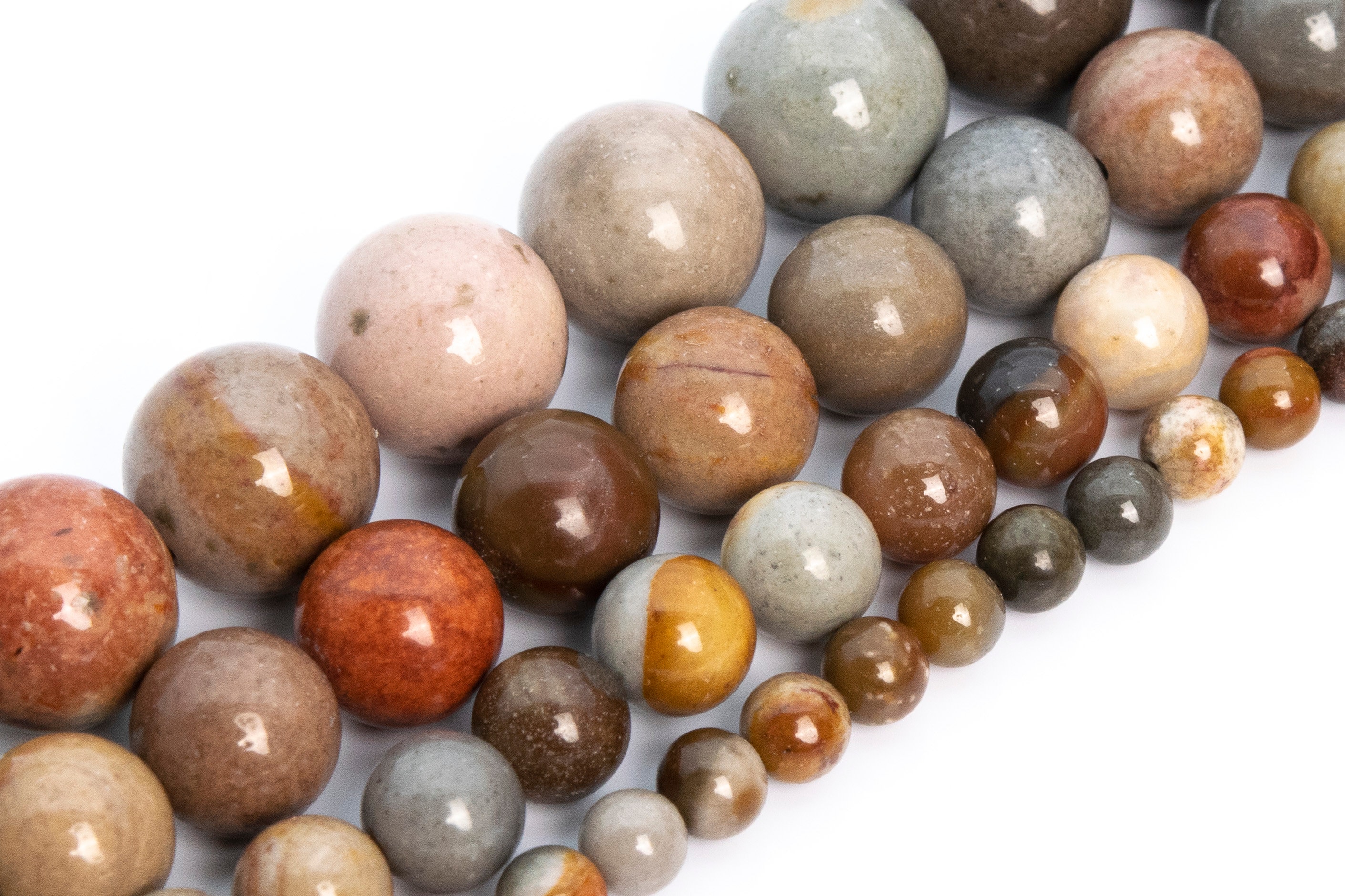 American Picture Jasper Beads Grade AA Genuine Natural Gemstone Round ...
