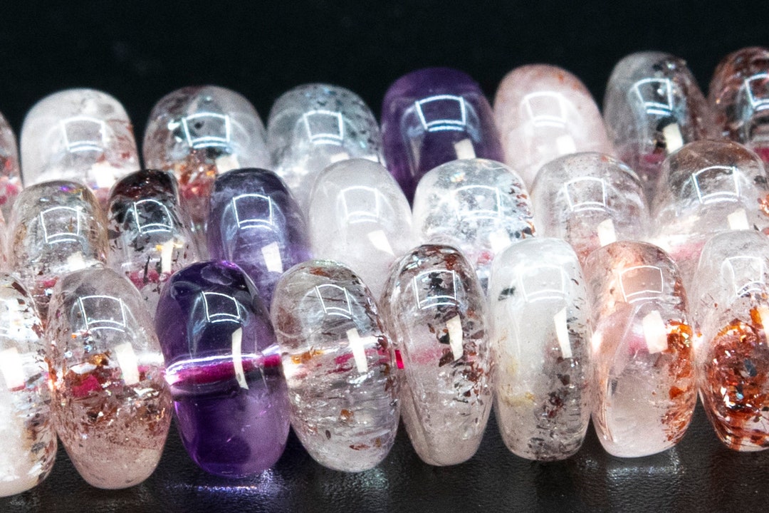 8x5mm Super Seven Beads Grade AA+ Genuine Natural Gemstone Half Strand ...