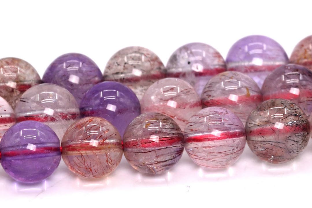 5MM Super Seven Beads Grade AA+ Genuine Natural Gemstone Half Strand ...