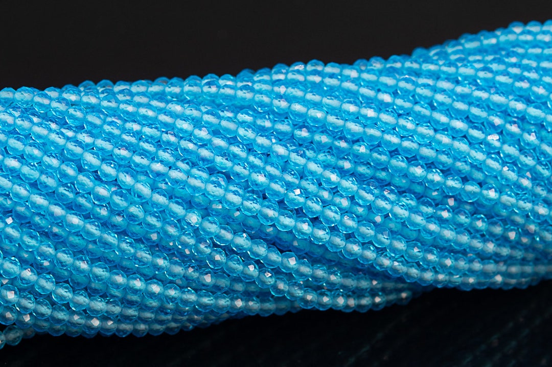 2MM Sky Blue Quartz Beads Grade AAA Full Strand Faceted Round Loose ...