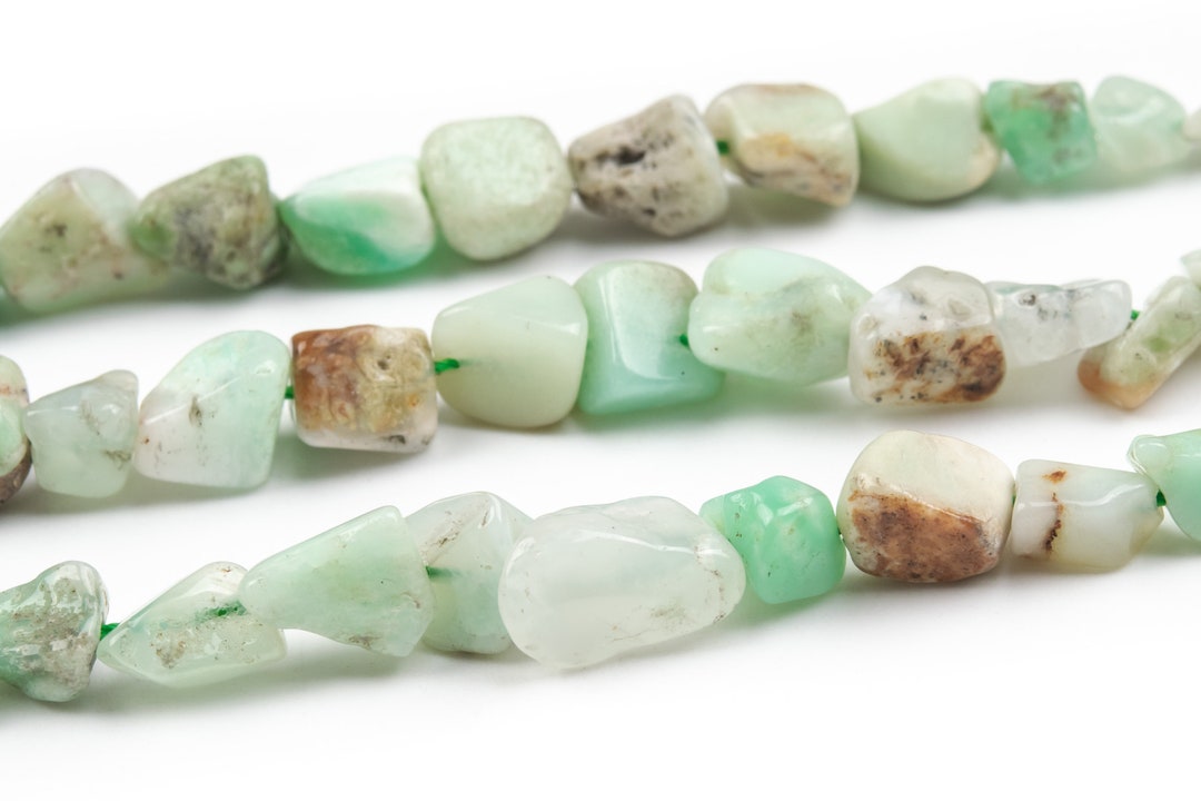 6-8MM Chrysoprase / Australian Jade Beads Pebble Nugget Grade A Genuine ...