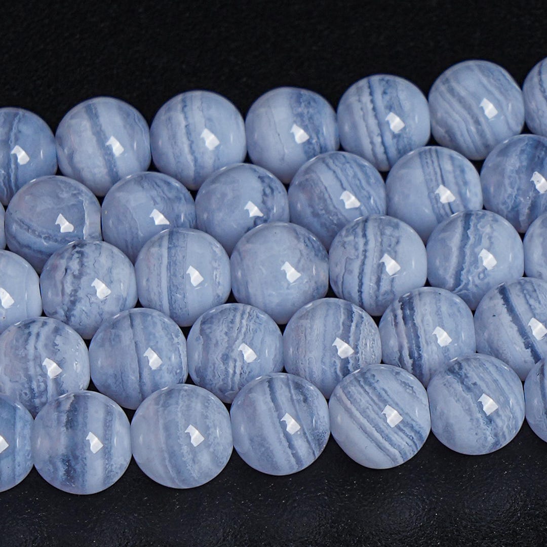 5MM Transparent Blue Lace Agate Beads Brazil Grade AAA Genuine Natural ...