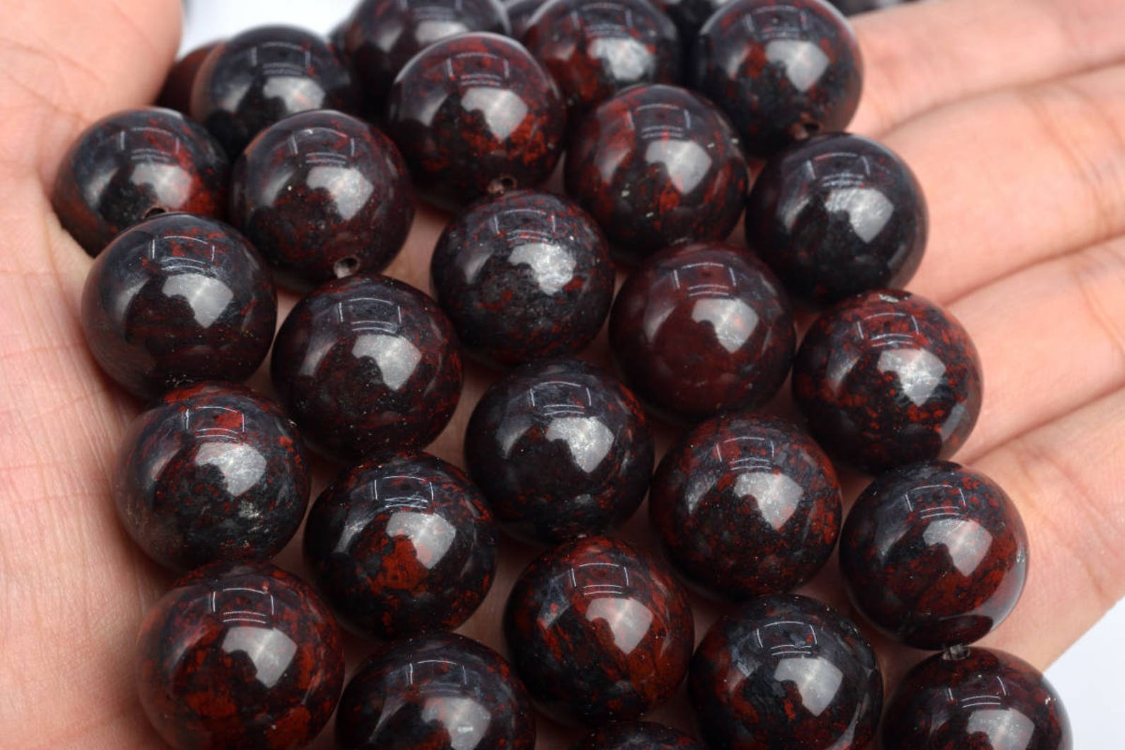15-16MM Dark Red Brecciated Jasper Beads AAA Genuine Natural Gemstone ...