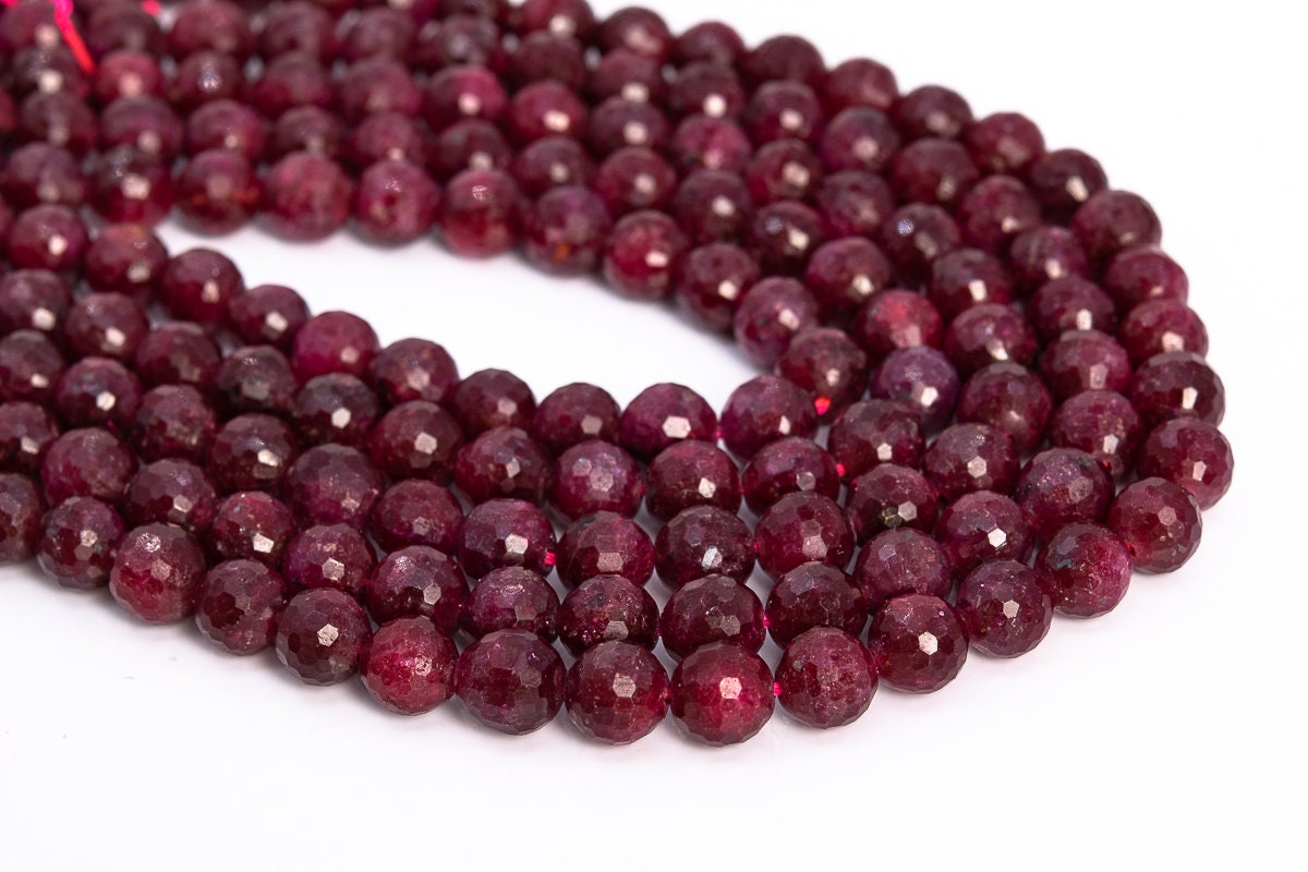 Red Ruby Beads Grade AA Gemstone Micro Faceted Round Loose - Etsy