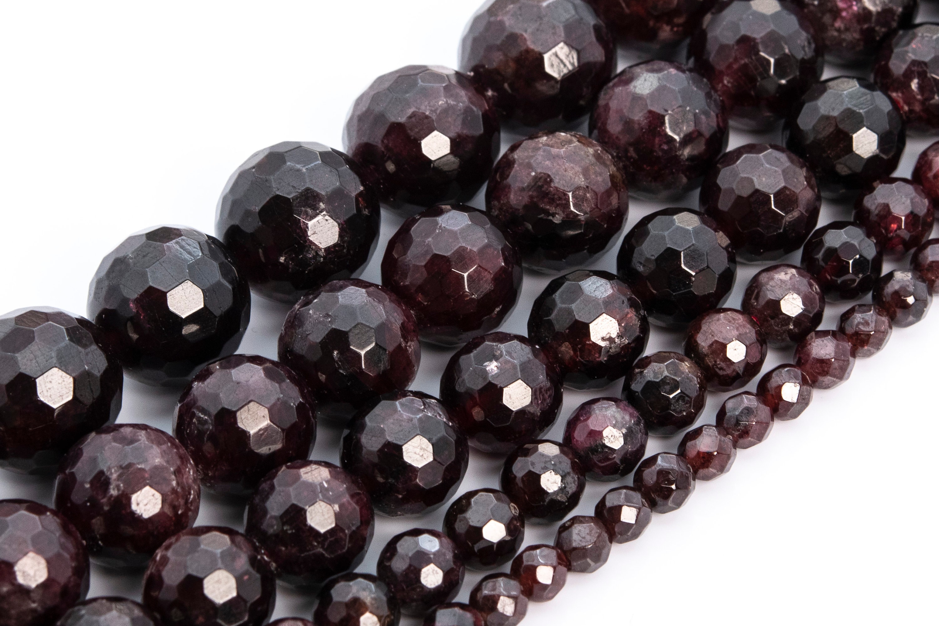 Wine Red Garnet Beads Grade A+ Genuine Natural Gemstone Micro Faceted ...