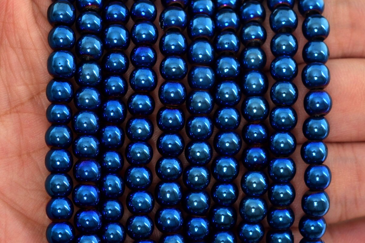 Blue Hematite Beads Grade AAA Natural Gemstone Round Loose - Etsy