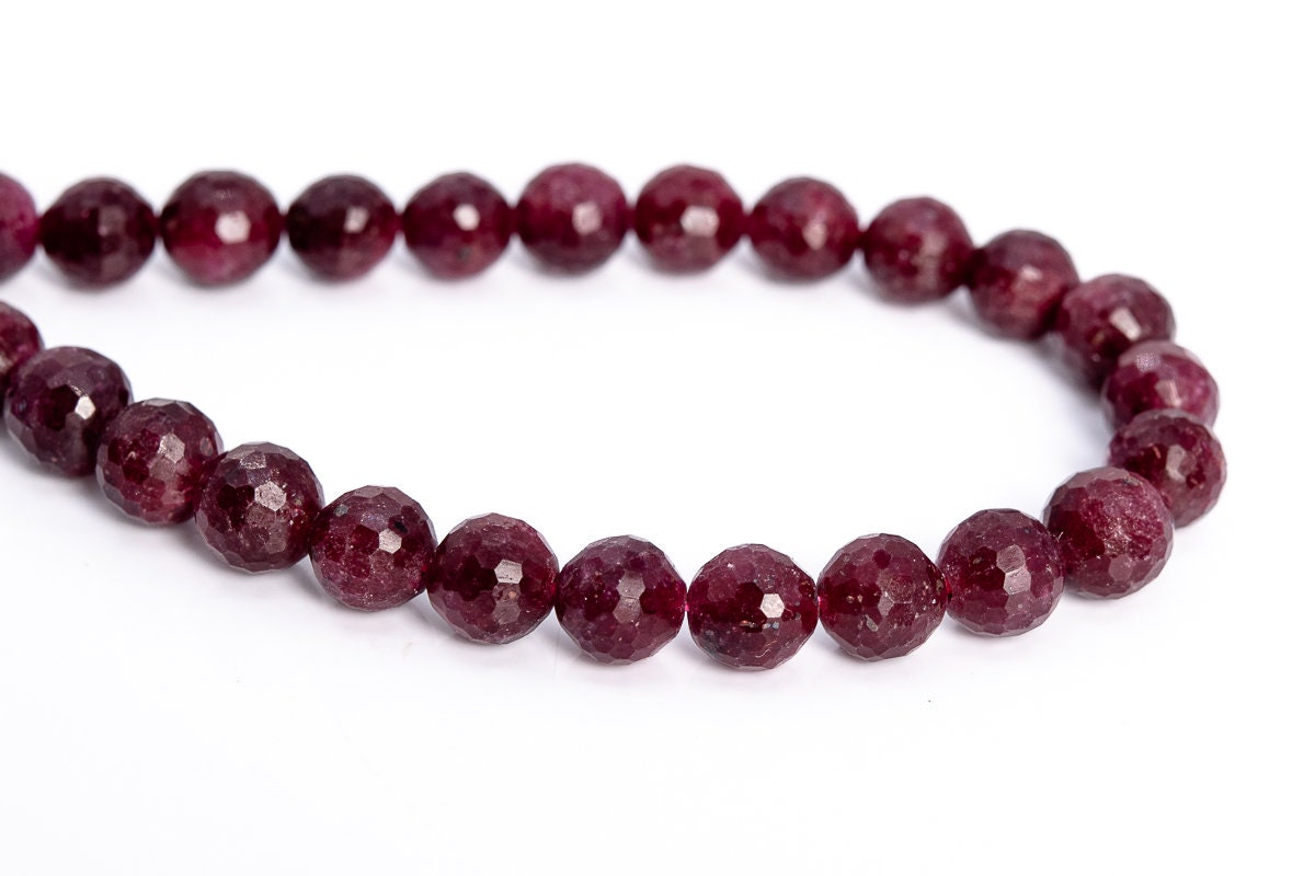Red Ruby Beads Grade AA Gemstone Micro Faceted Round Loose Beads 6MM ...