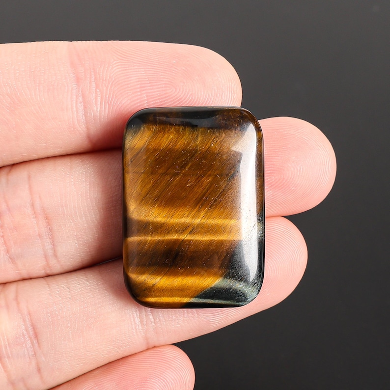Grade AA Yellow Blue Rectangle Tiger Eye Pendant Smooth-surface Natural ...