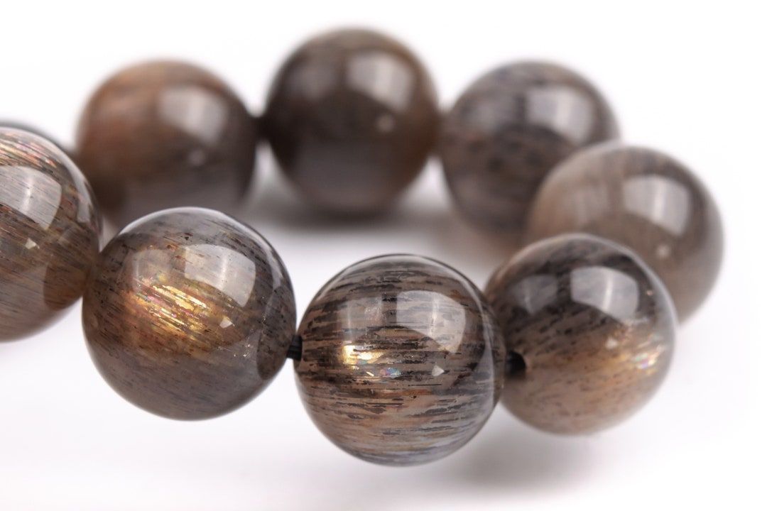 9-10MM Aventurescence Sunstone Hematite Inclusions Beads Black - Etsy