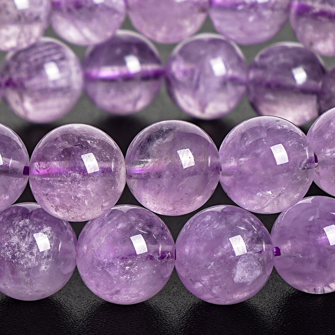 9MM Light Lavender Amethyst Beads Grade Genuine Natural Gemstone Half ...