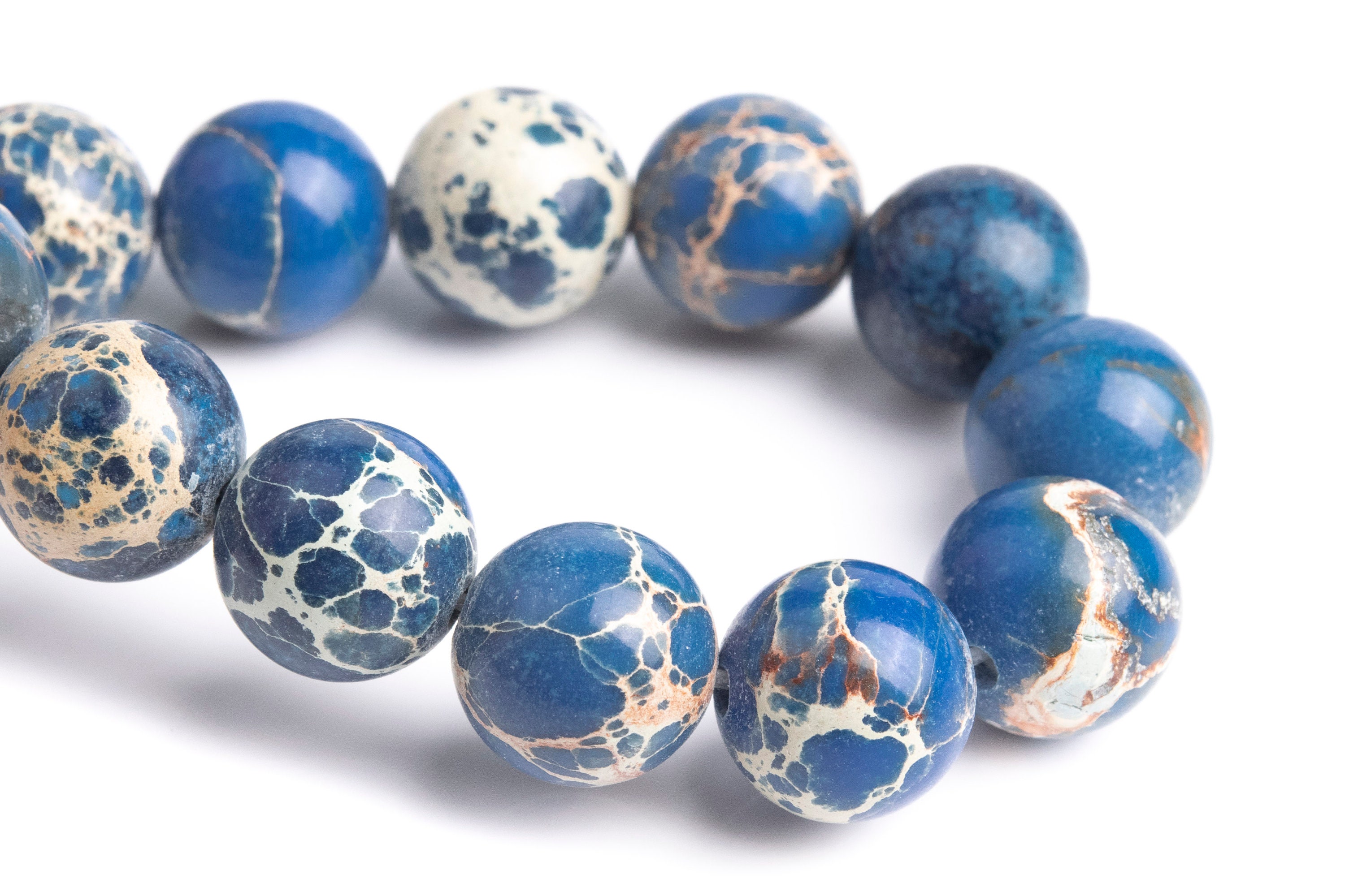 10MM Ocean Blue Imperial Jasper Beads Grade AAA Natural Gemstone Half ...