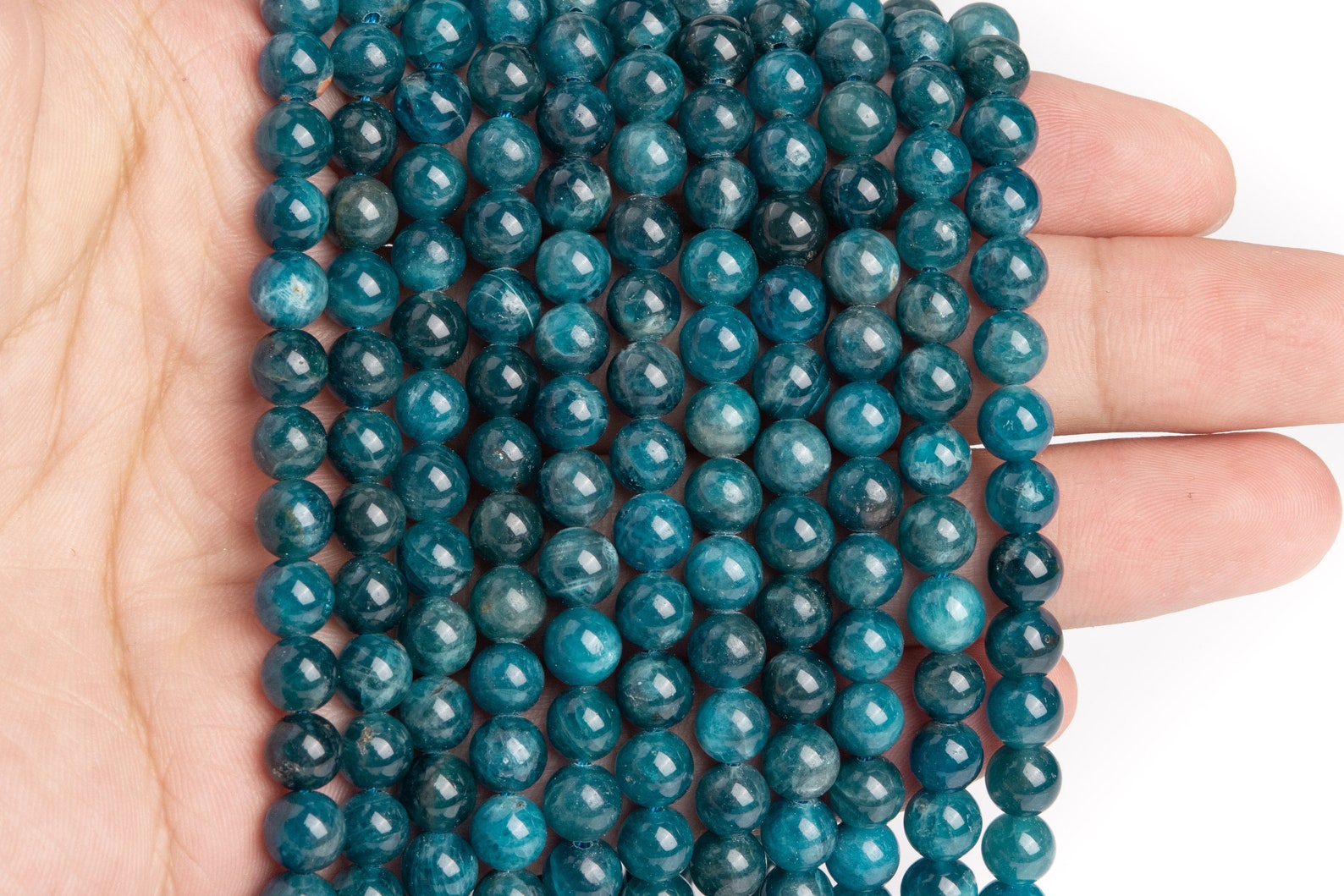 Deep Blue Apatite Beads Genuine Natural Grade AA Gemstone Round Loose ...