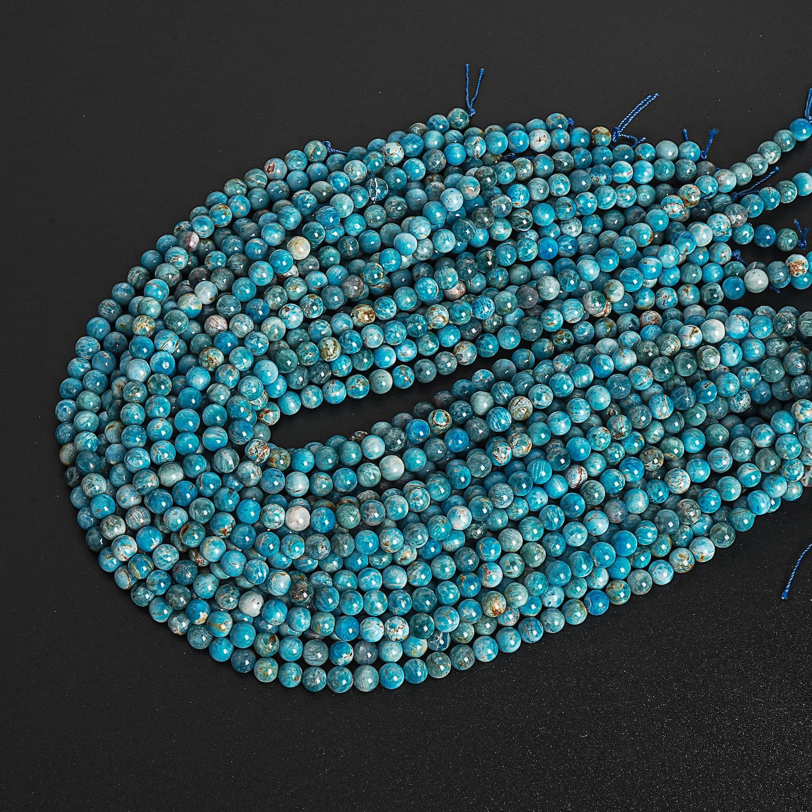 Aqua Blue Apatite Beads Genuine Natural Gemstone Round Loose Beads 6MM ...