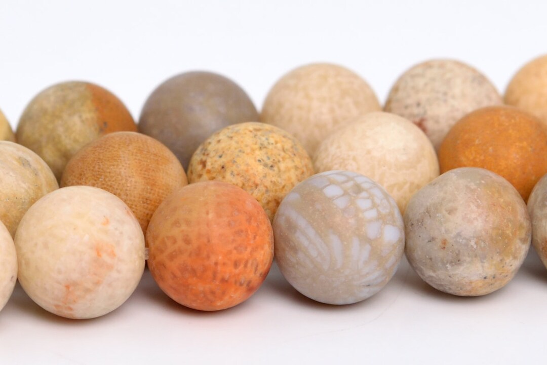 8MM Matte Coral Fossil Jasper Beads AAA Genuine Natural Indonesia ...