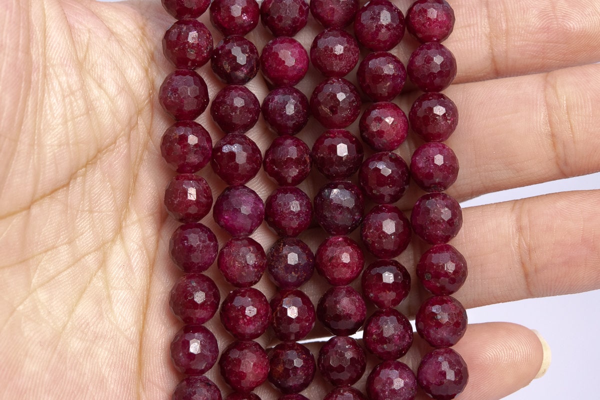 Red Ruby Beads Grade AA Gemstone Micro Faceted Round Loose - Etsy