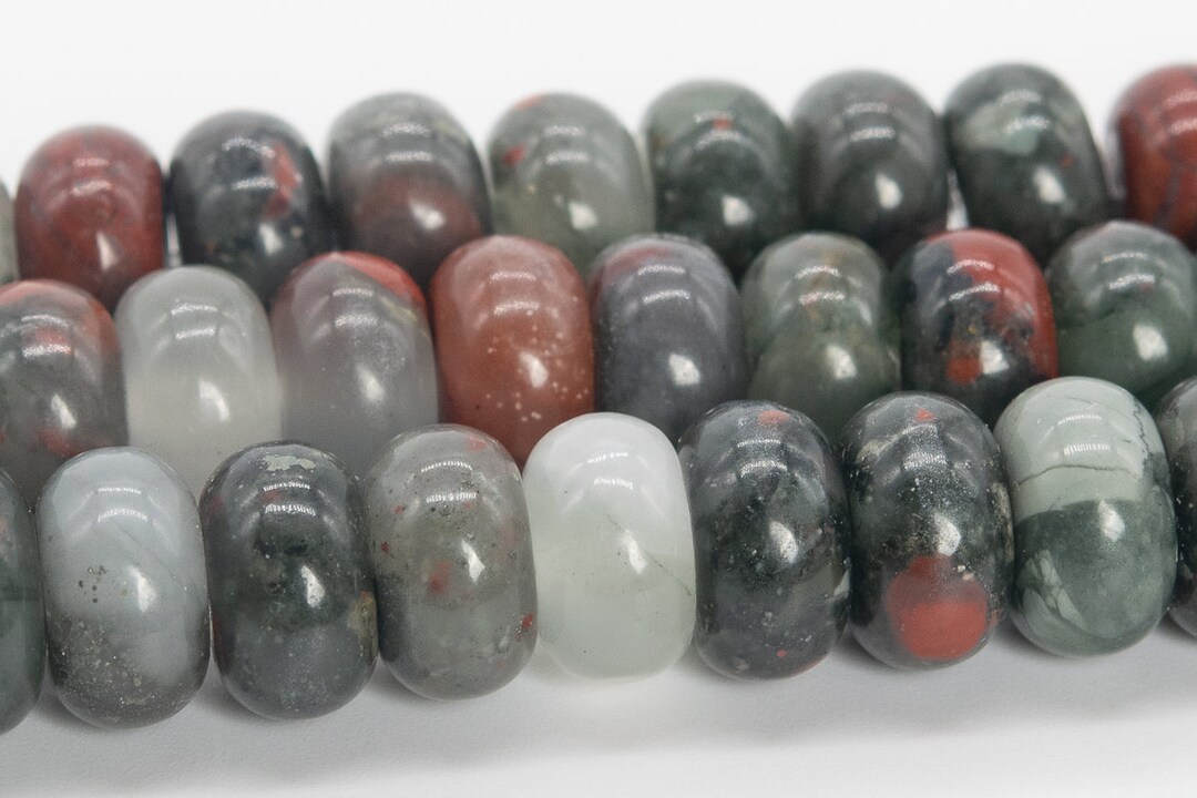 10x6mm Gray & Red Blood Stone Beads Grade AAA Genuine Natural Gemstone ...