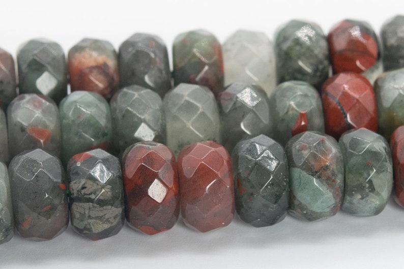 10x6mm Gray & Red Blood Stone Beads Grade AAA Genuine Natural Gemstone ...