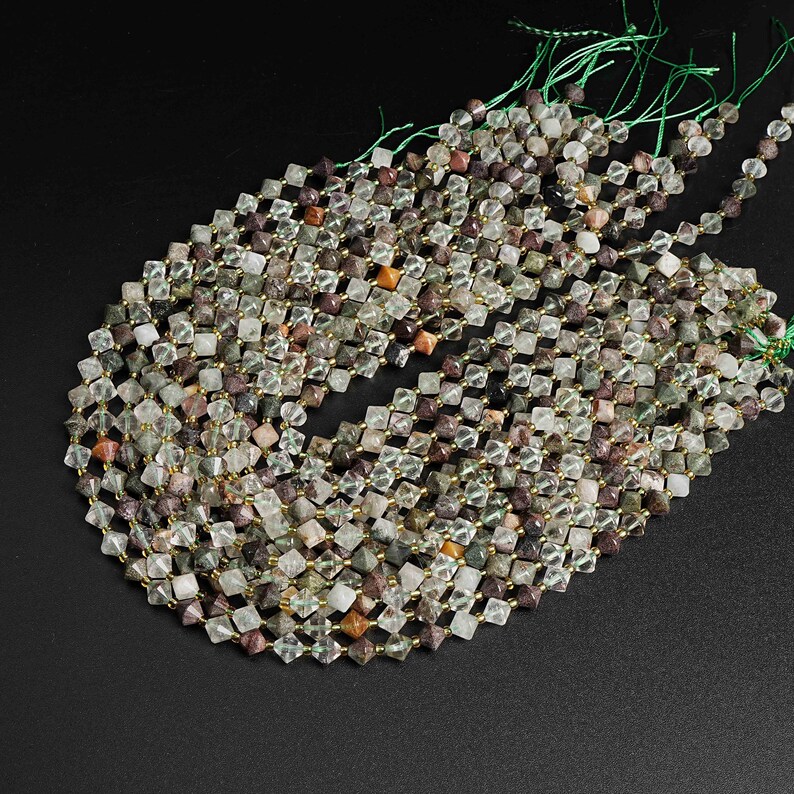 8MM Multicolor Phantom Quartz Beads Grade AA Genuine Natural Gemstone ...