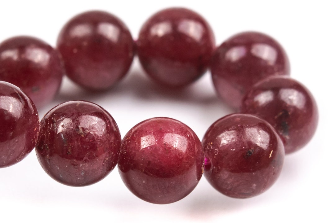 7MM Ruby Beads Red Bracelet Grade AAA Genuine Natural Round Gemstone 7 ...
