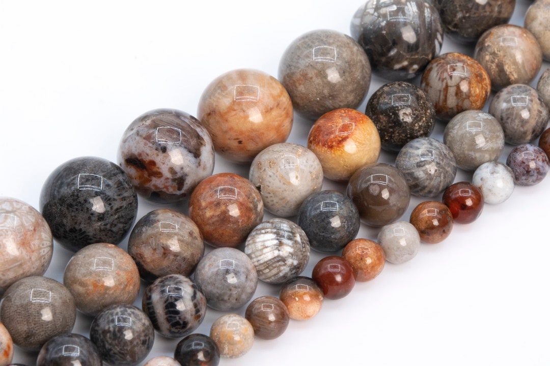 Multicolor Coral Fossil Jasper Beads Genuine Natural Grade AAA Gemstone ...