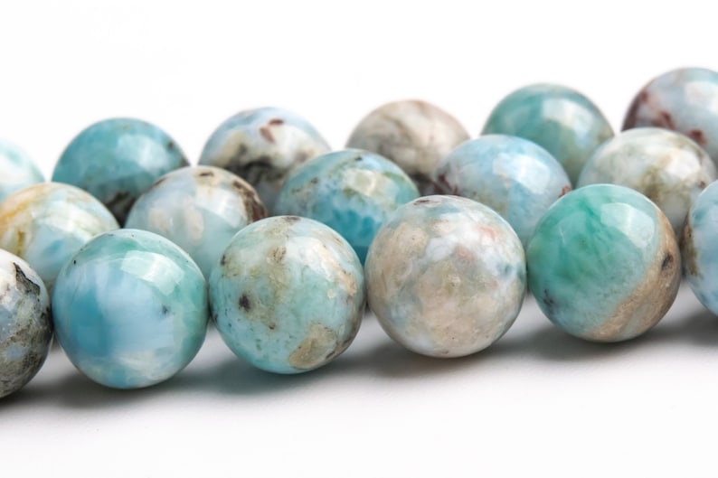 Light Blue Larimar Beads Genuine Natural Grade A Gemstone Round Loose ...