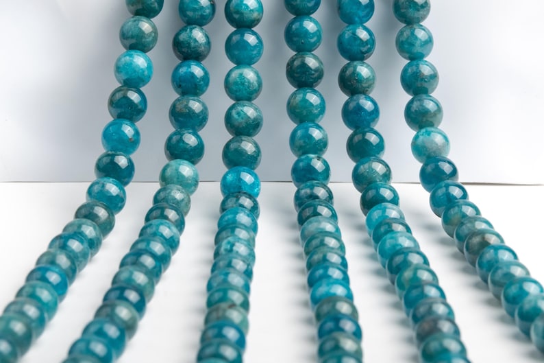 Blue Apatite Beads Genuine Natural Grade A+ Gemstone Round Loose Beads ...