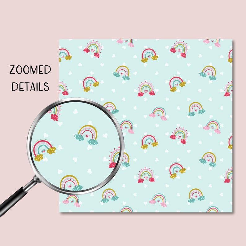 Rainbow Dreams Seamless Pattern, 12x12 Digital Papers, Scrapbooking ...