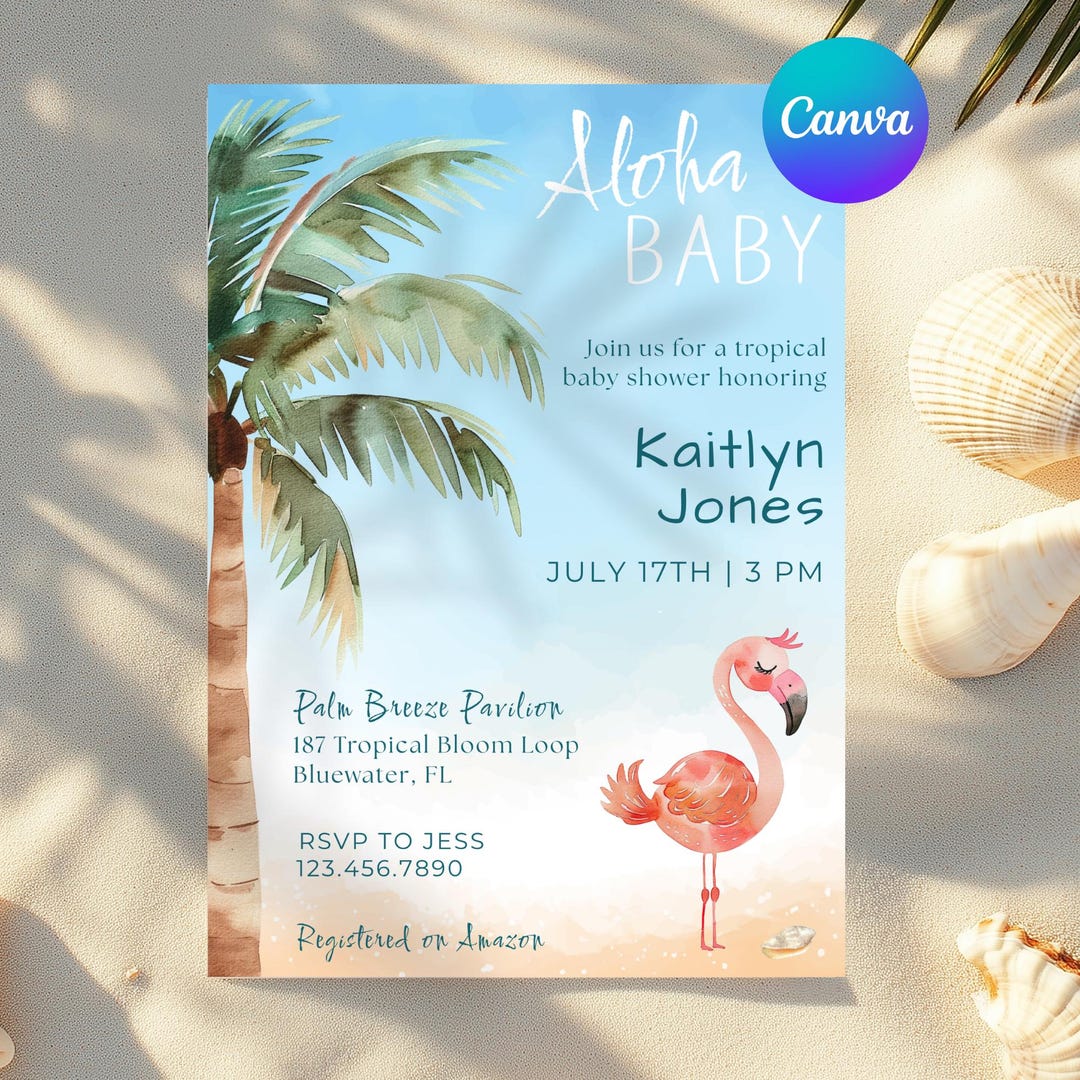 Aloha Baby, Baby Shower Invitation Template, Edit in Canva, 5"x7 ...