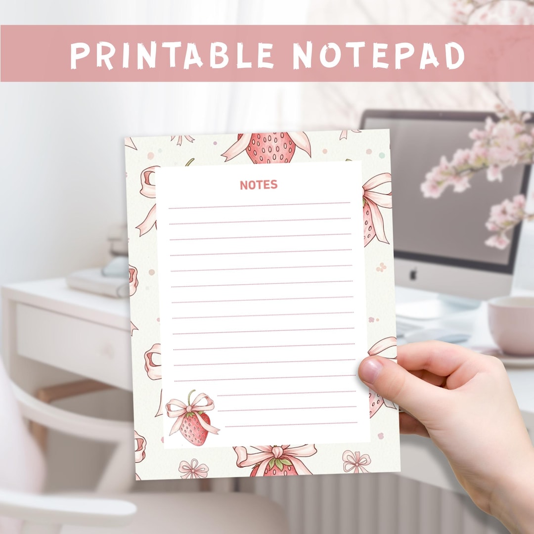 Strawberry and Mouse Theme Printable Notepad, Memo, to Do List, Notes ...