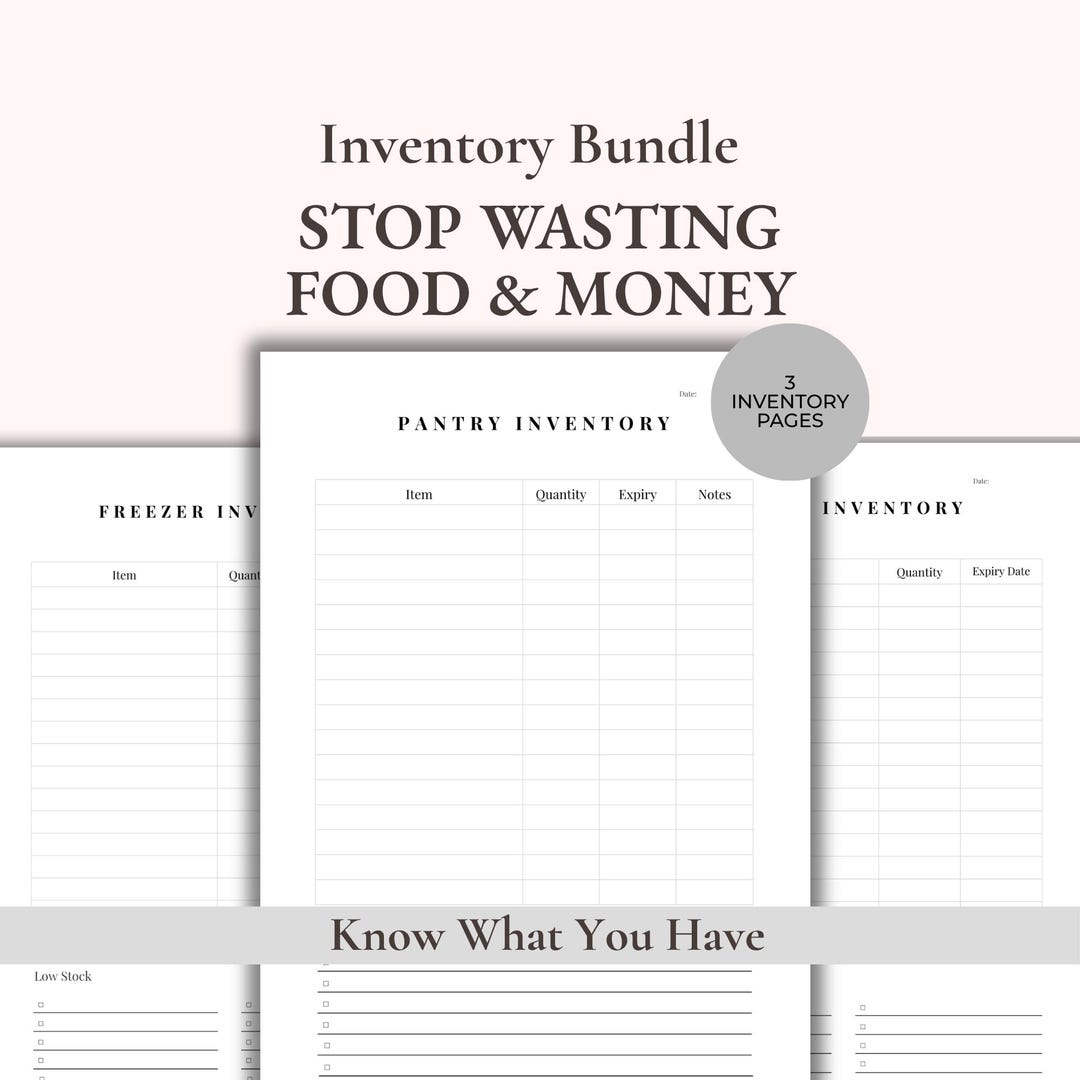 Kitchen Inventory Bundle Printable PDF Pantry Fridge Freezer Tracker ...