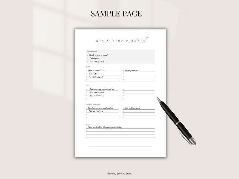 Minimalist Brain Dump Planner Printable, ADHD Productivity Worksheet ...