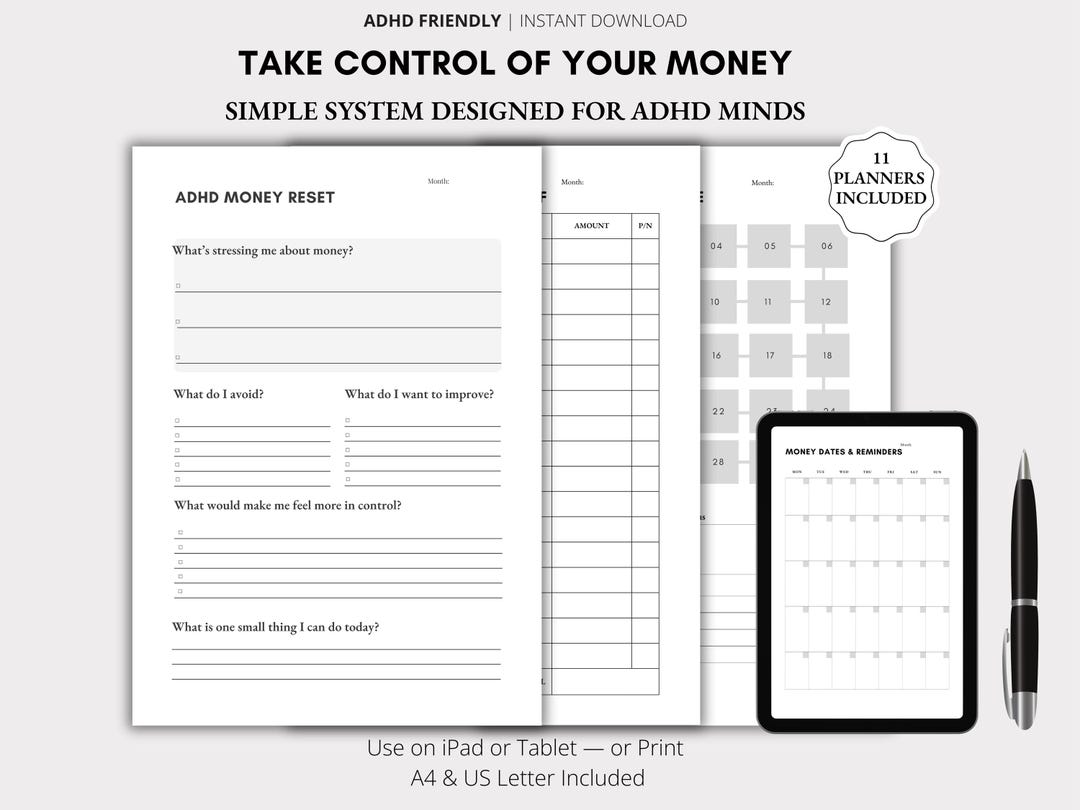 ADHD Budget Planner Printable, Simple Money Management System, Bills ...