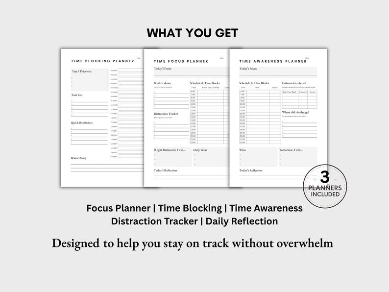 ADHD Time Management Planner Bundle | Focus & Time Blocking Printable ...