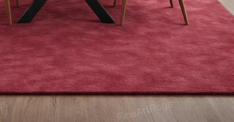 Solid Red Hand Tufted Wool Rug, Modern Minimal Area Rug, Luxury ...