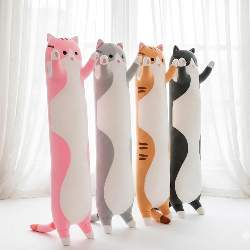 Kawaii Long Cat Pillow - Etsy