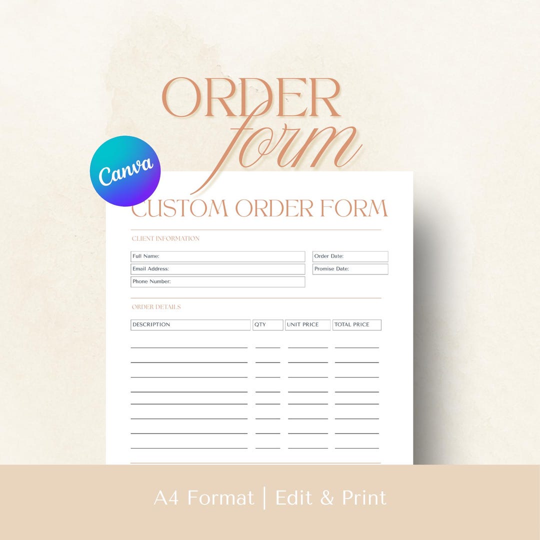 Order Forms Template for Small Businesses and Online Orders | Editable ...