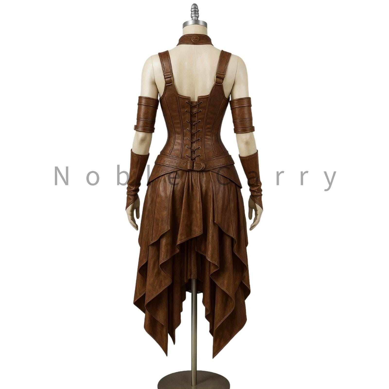 Women's Brown Leather Warrior Corset Dress | Gothic Steampunk Fantasy ...