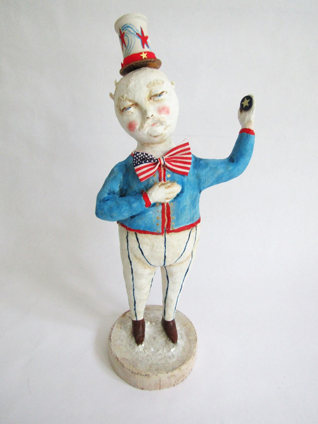 Nostalgic Folk Art Carol Roll, Paper Mache Vintage Style Patriotic ...