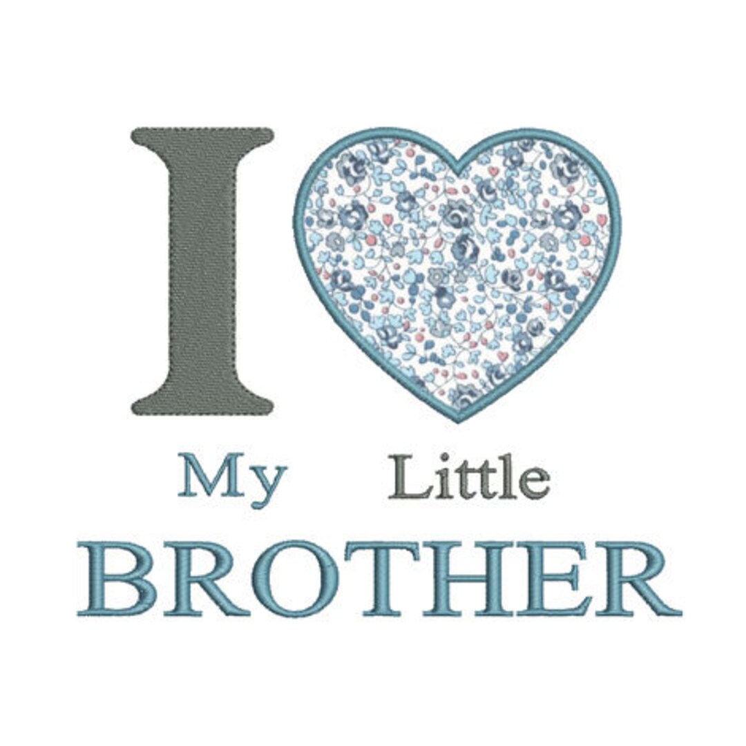 Instant Download I Love My Little Brother Heart Embroidery Design ...