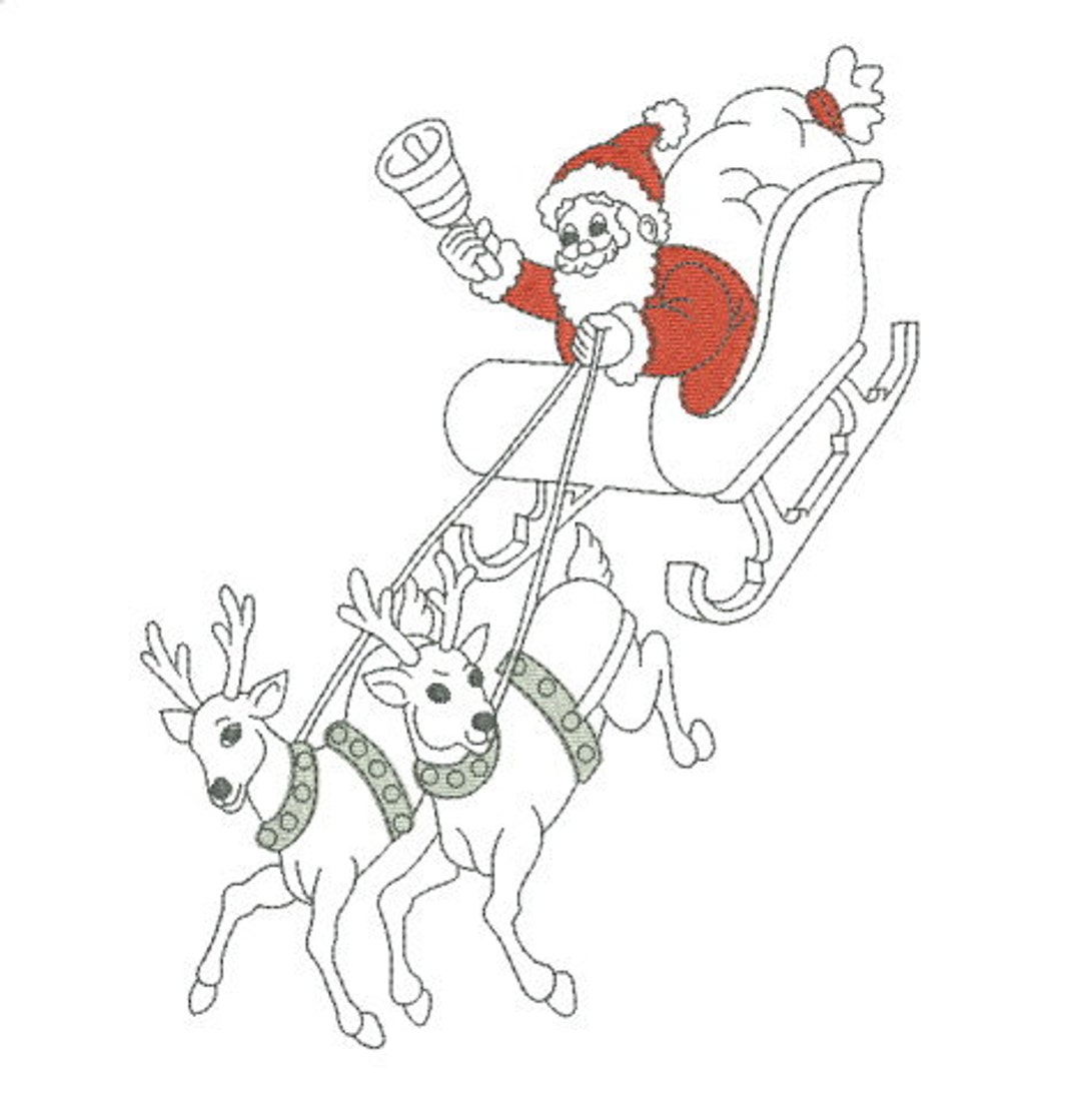 Embroidery Design Machine Santa's Sleigh With His Reindeer Christmas ...