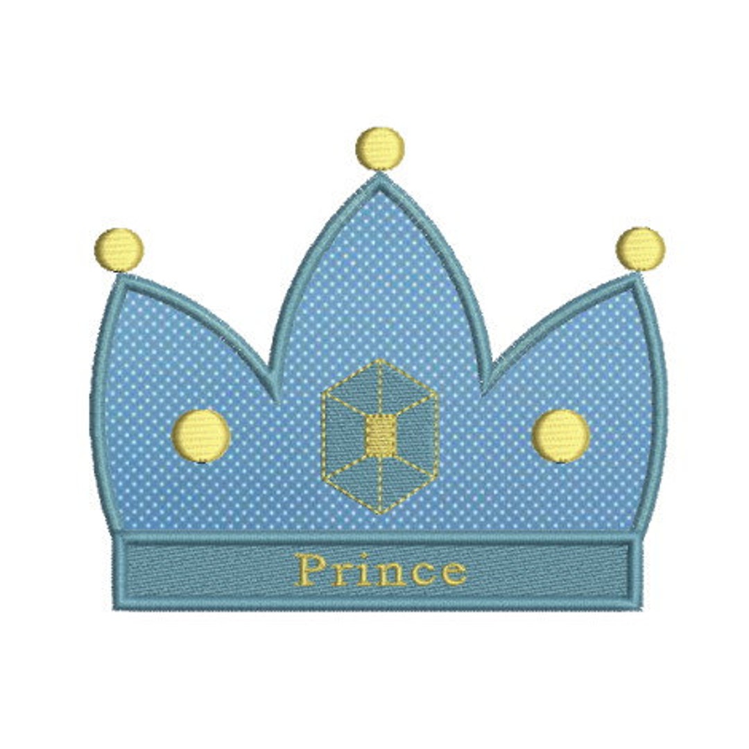 Embroidery Design Machine Applique Crown Prince Instant Download - Etsy