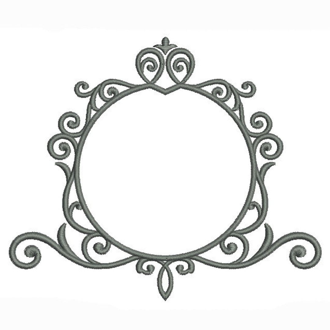 Embroidery Design Machine Round Frame Vintage Scroll Instant Download ...