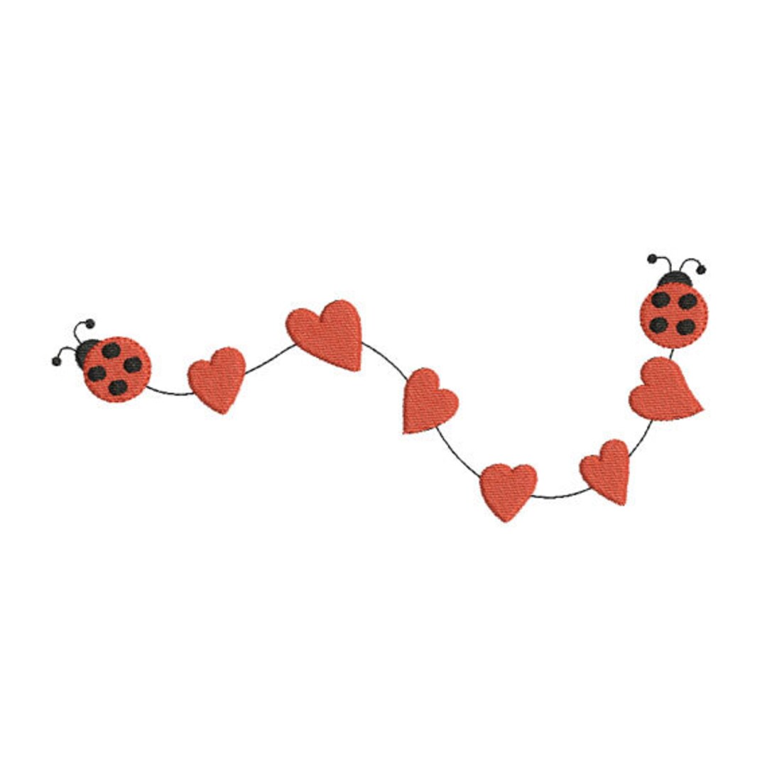 Instant Download Valentines Day Heart Ladybug Embroidery Design Machine ...