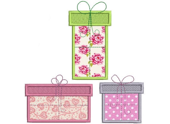 Instant download Christmas gift box present machine embroidery | Etsy