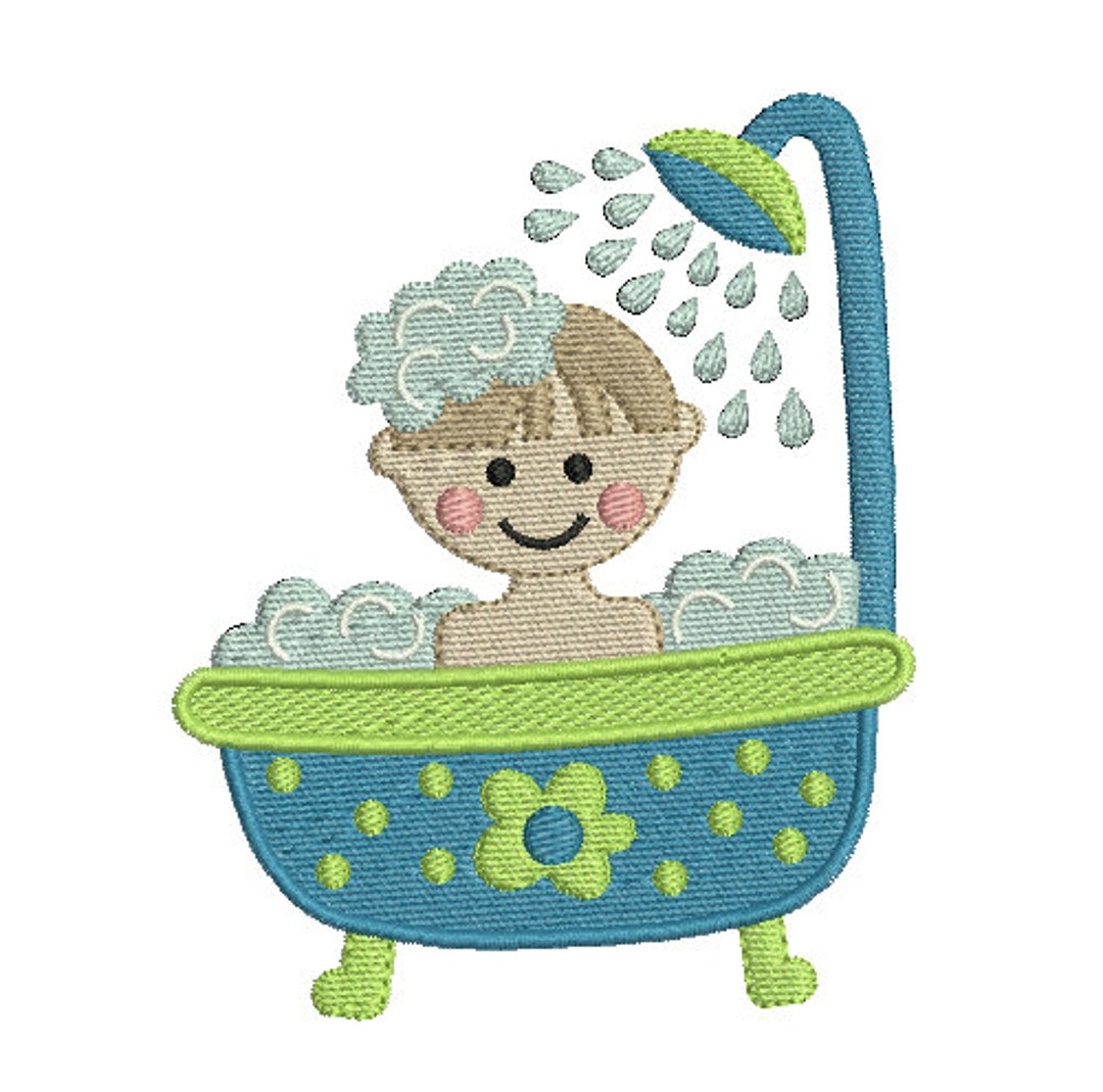 Instant Download Children Child in the Bath Machine Embroidery Design ...