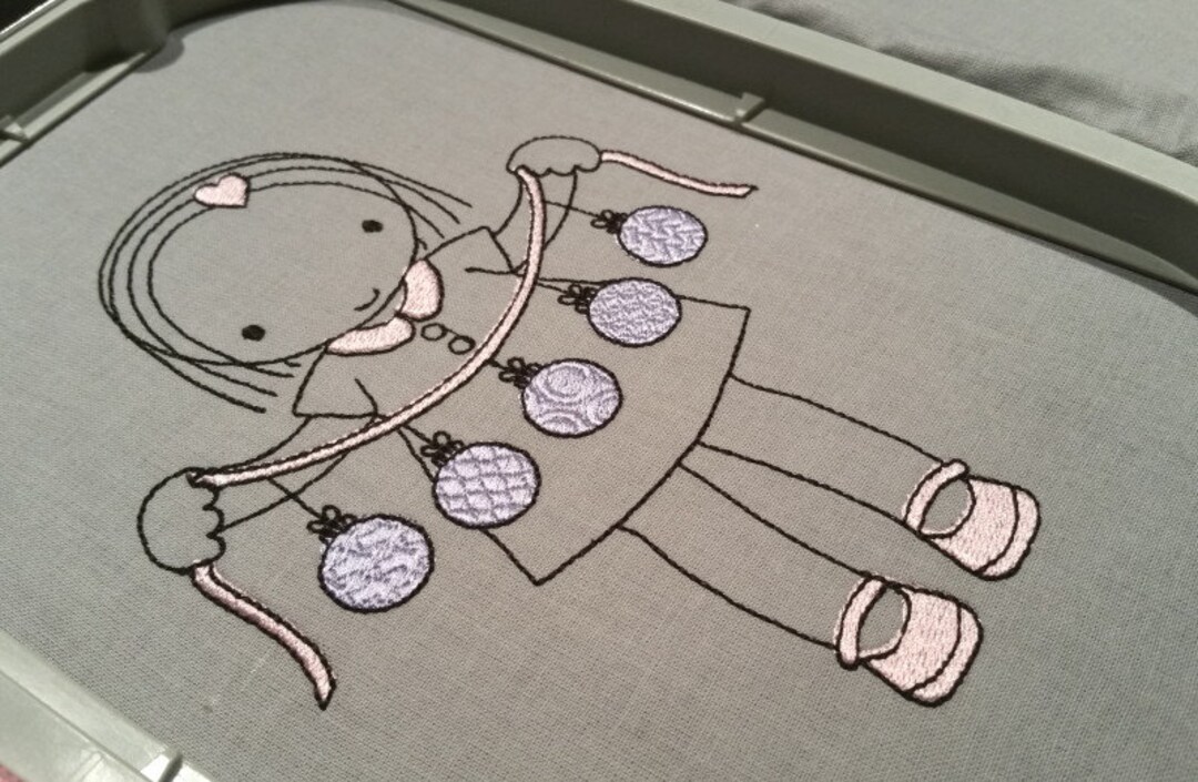 Machine Embroidery Design Little Girl Wearing a Garland of Christmas ...